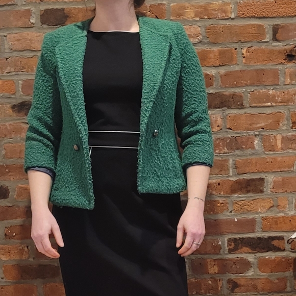 CAbi | Jackets & Coats | Cabi Cropped Green Wool Fun Blazer 8 | Poshmark